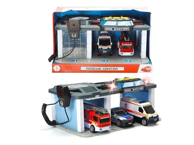 DICKIE TOYS 203716015 - Rescue Center/Sos Station With 3 Vehicles - New ...