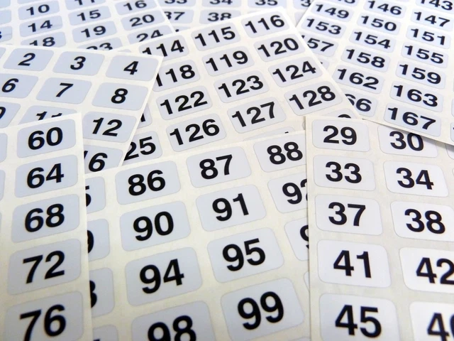SILVER 16X10MM CONSECUTIVE Sequential Number Sequence Labels Numbering ...