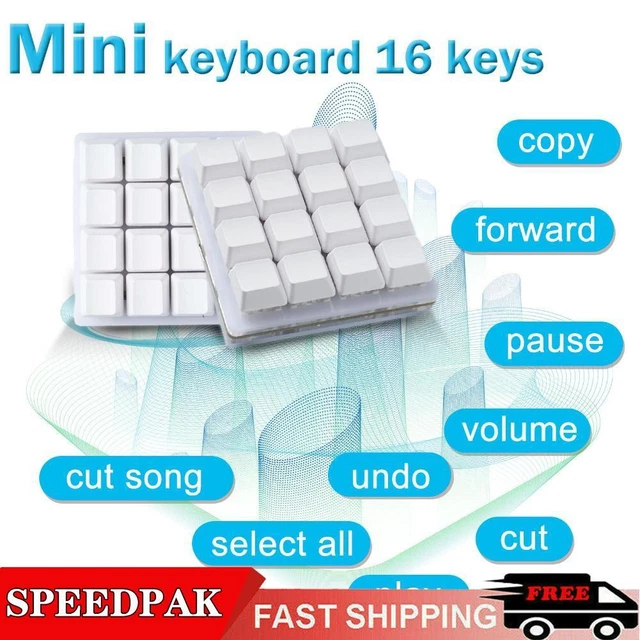 16-KEY BLACK KEYPAD Mechanical Keyboard Custom Shortcut Programmable ...