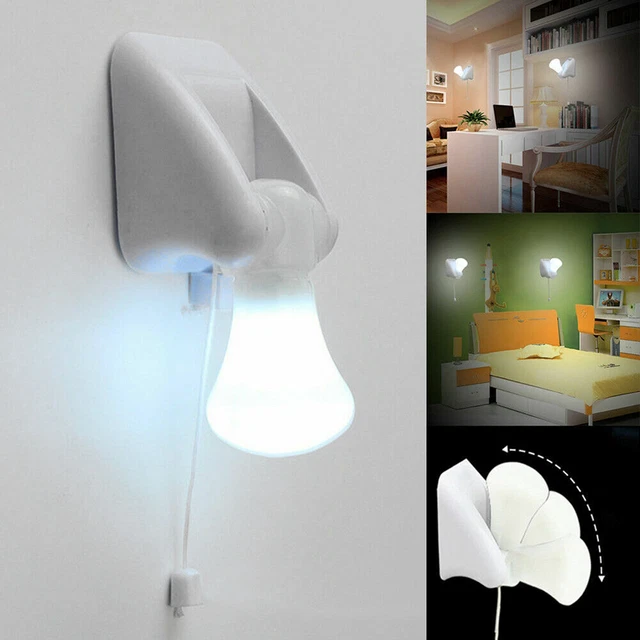 PORTABLE PULL CORD LED Bulb Cabinet Closet Lamp Night Light Battery ...