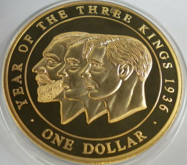 YEAR OF THE Three Kings 1936 2007 Gold Plated Proof Cook Islands $1 ...