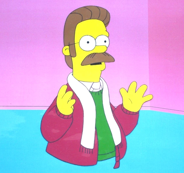 1990'S NED FLANDERS SIMPSONS FOX WALT DISNEY ORIGINAL PRODUCTION CEL ...