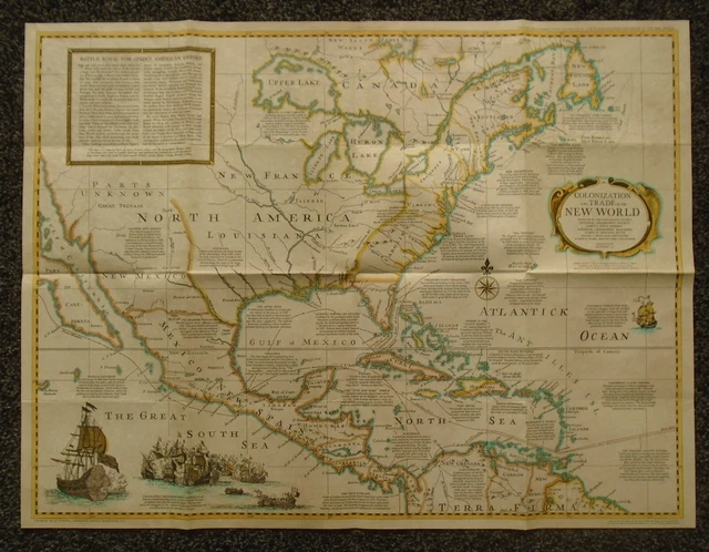 NATIONAL GEOGRAPHIC MAGAZINE Map ~ Colonization & Trade in the New ...