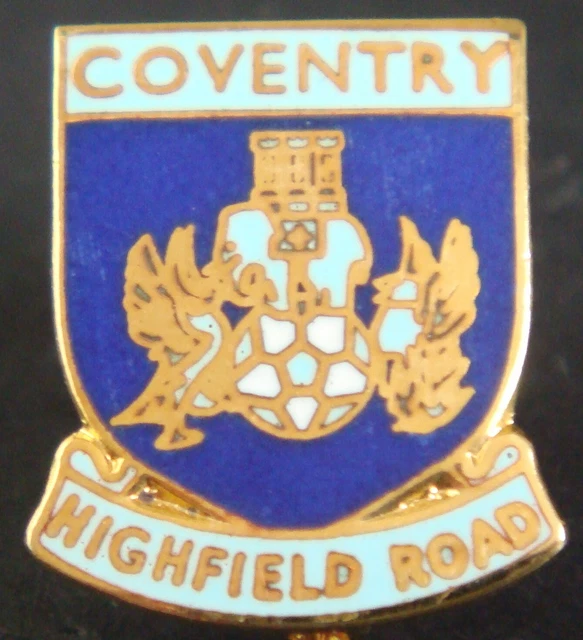 COVENTRY CITY FC Rare HIGHFIELD ROAD Badge Brooch pin In gilt 16mm x ...