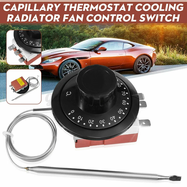 12V ADJUSTABLE ELECTRIC FAN Thermostat Switch Radiator Temperature ...