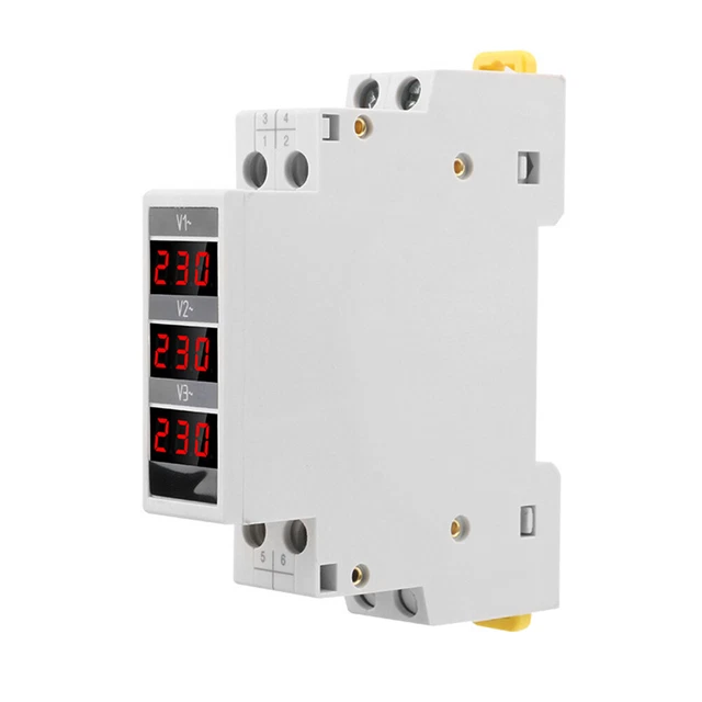 3 PHASE MODULAR Voltage Meter AC80-500V DIN Rail Mount Digital Display ...