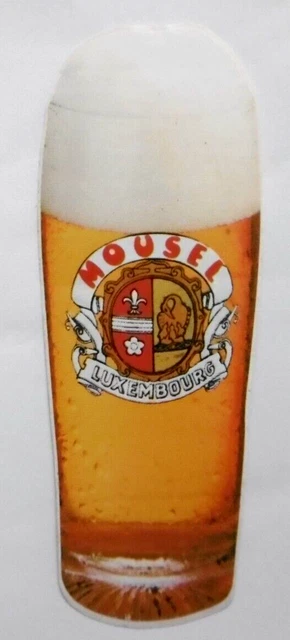 WERBE-AUFKLEBER MOUSEL BRAUEREI Luxemburg Brasserie ein frisches Glas ...