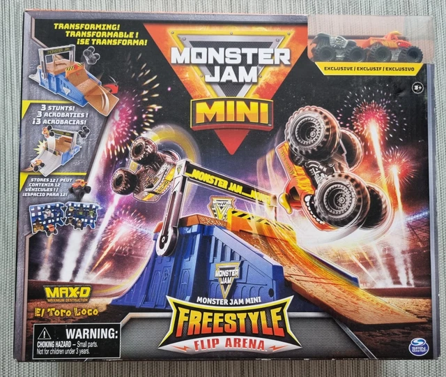 MONSTER JAM MINI Freestyle Flip Arena Set 2021 Spin Master Max-D Toro ...