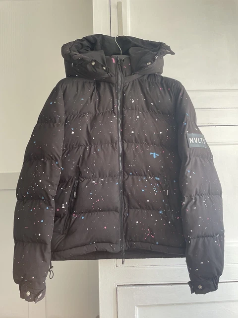 NVLTY PAINT SPLATTER Puffer Jacket- black- detachable hood £85.00 ...