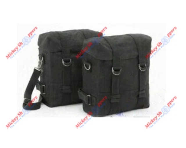 ROYAL ENFIELD CLASSIC 350/500cc Military Pannier Pair Set Black £67.78 ...