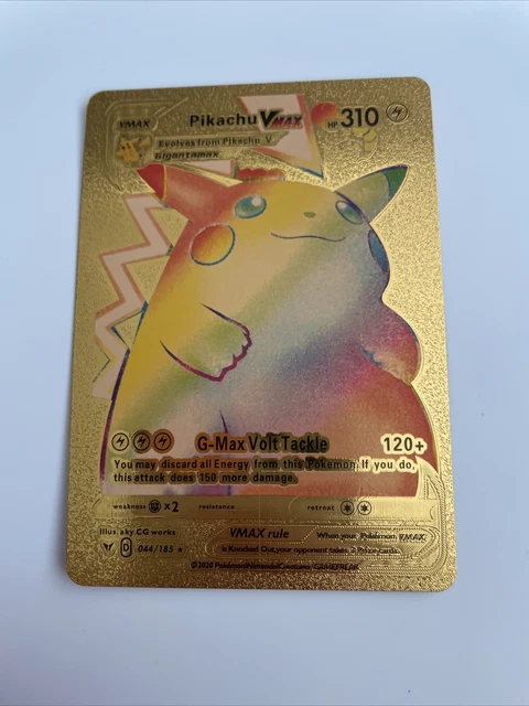 POKEMON GOLD METAL Card Pikachu VMAX Rainbow Rare Collectable Cards NEW ...