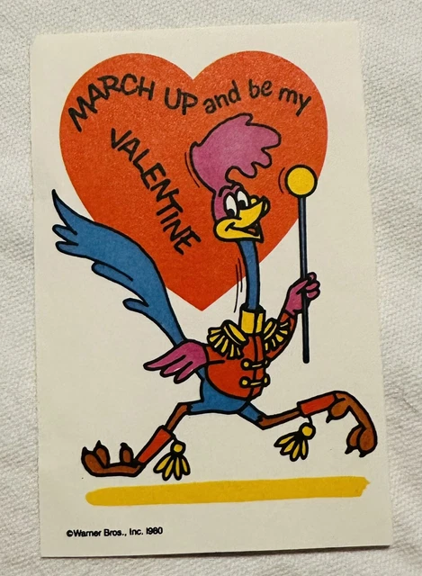 VINTAGE 1980 VALENTINE Card Looney Tunes “Beep-Beep The Road Runner” £ ...