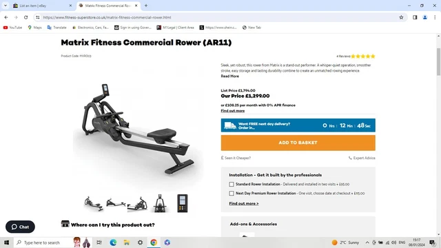 MATRIX AR11 MAGNETIC Professional Rowing Machine £400.00 - PicClick UK