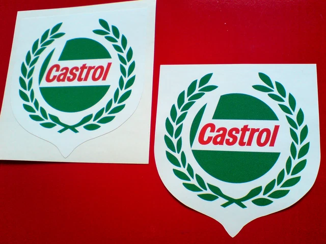 CASTROL OIL GARLAND Stickers Classic Car Decals Large - 230mm high x ...