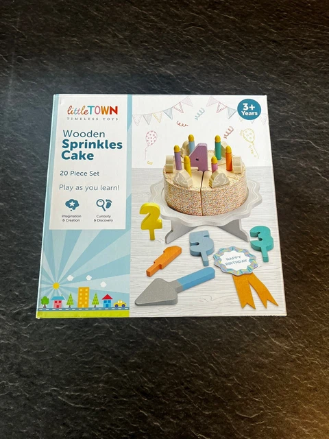 ALDI LITTLE TOWN Wooden Sprinkles Cake Set Brand New 20 Piece Set 3+ £ ...