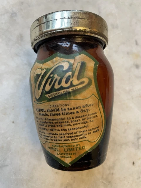 RARE VINTAGE VIROL Jar Glass With Lid Shop Display Dummy 80mm Tall Lid ...