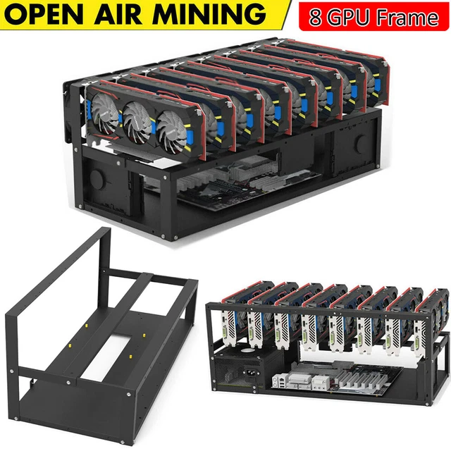 8 GPU OPEN Air Mining Rig Frame Miners Computer Cases BTC LTC ZEC XMR ...