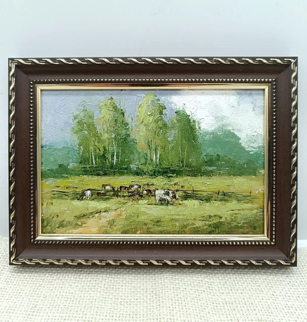 ORIGINAL OIL PAINTING framed landscape art Rural landscape Summer Landscape 4x6 £29.25 - PicClick UK
