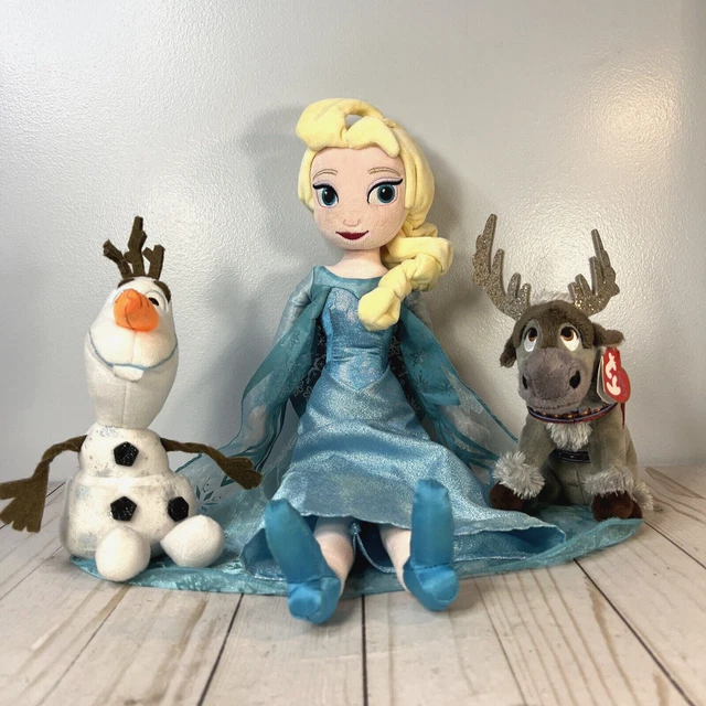 DISNEY FROZEN 1 Queen ELSA 18" Inch Stuffed Soft Plush Doll w/ Sven ...