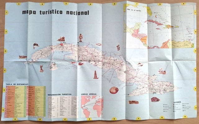 KARTE MAPA TURISTICO De Cuba Tourismus Karte von Kuba 70 x 100 cm 1983 ...