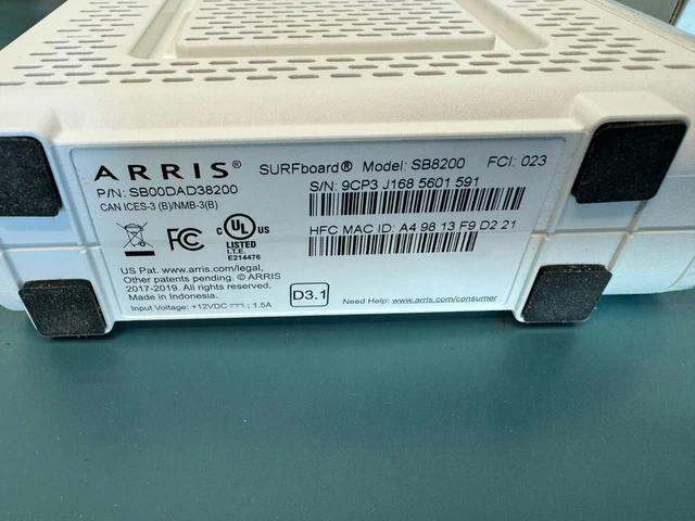 ARRIS SURFBOARD SB8200 32 x 8 DOCSIS 3.1 Gig-Speed Cable Modem White ...