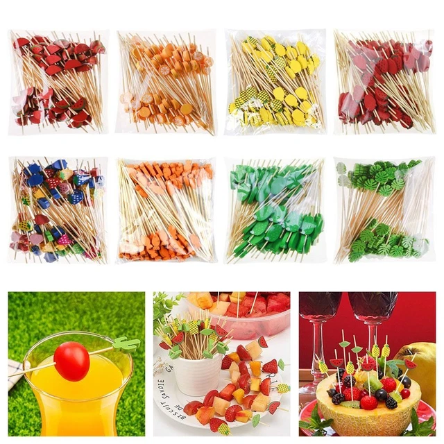 FORK HANDMADE TOOTHPICKS Food Fruit Cocktail Decor Bamboo Picks Fruit ...