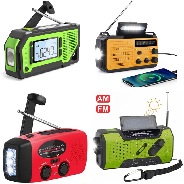 LAMPADA LED RADIO solare dinamo FM/AM emergenza radio manovella con ...