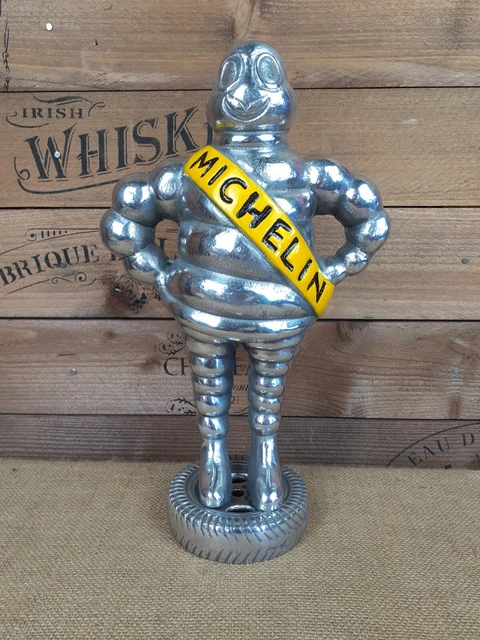 37CM TALL POLISHED aluminium collectable Michelin man mascot silver ...