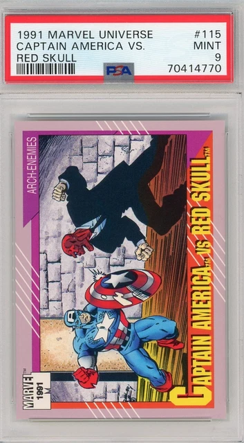 1991 MARVEL UNIVERSE #115 CAPTAIN AMERICA VS RED SKULL PSA 9 COMME NEUF ...