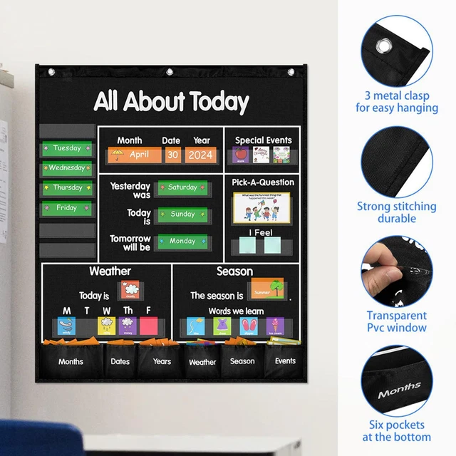 WEATHER AND CALENDAR Pocket Chart Classroom Monthly Chart for Classroom ...
