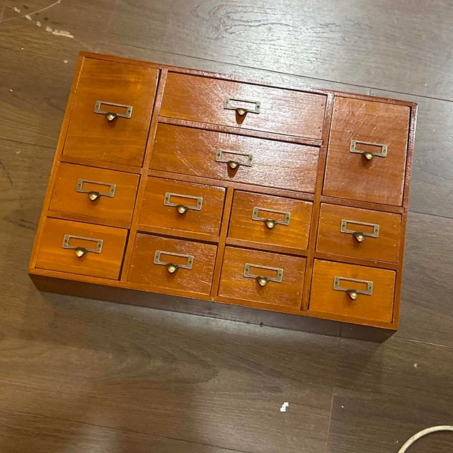 16 MINI DRAWER Organizer Cabinet Desktop Vintage Small Cupboard Chest ...