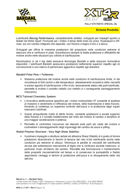 ÖLWECHSEL-KIT BARDAHL XT4R 0W30 Für Benelli 900 Tornado Limited Ed ...