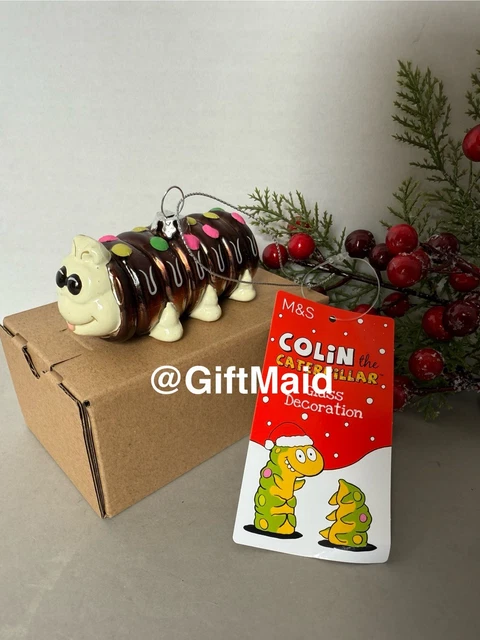 M & S NEW - COLIN THE CATERPILLAR 2025 Hanging Christmas Tree Glass ...
