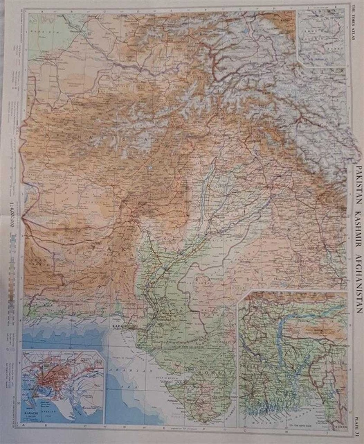 MAP: MAP OF 'Pakistan, Kashmir and Afghanistan', Plate 31 1959 Times ...