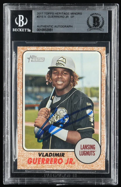 VLADIMIR GUERRERO JR. Rookie C signée 2017 Topps Heritage Minors #215 SP RC(BGS) EUR 142,08 ...