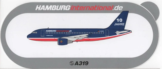 ~ HAMBURG INTERNATIONAL 10 JAHRE/YEAR Livery ~ Airbus A319 Sticker ...