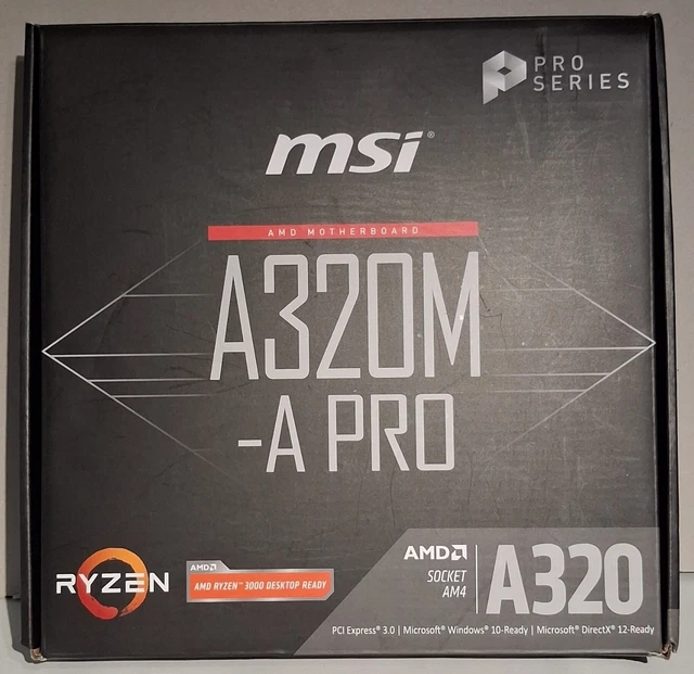 MSI A320M-A PRO Motherboard, Socket AM4, DDR4 Boost, AMD, HDMI/DVI-D £ ...