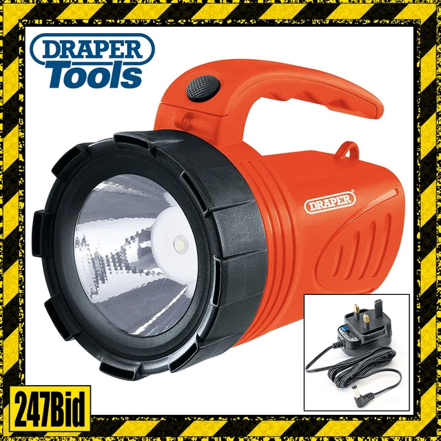 DRAPER 3W LI-ION Rechargeable Spotlight Torch 200 Lumen Brightness ...