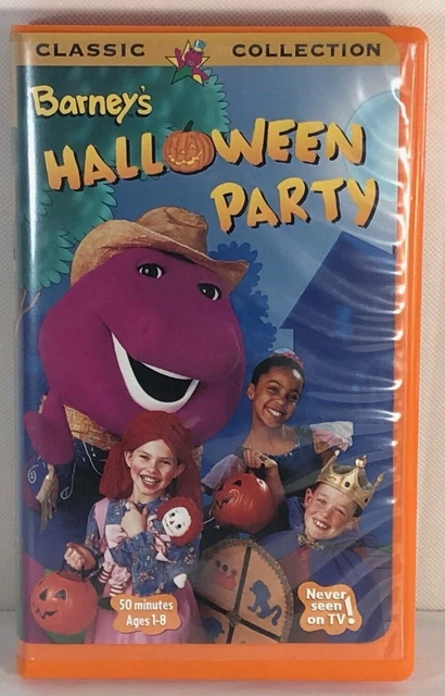 VINTAGE BARNEY'S HALLOWEEN Party VHS Orange Clamshell Rare Screeners ...