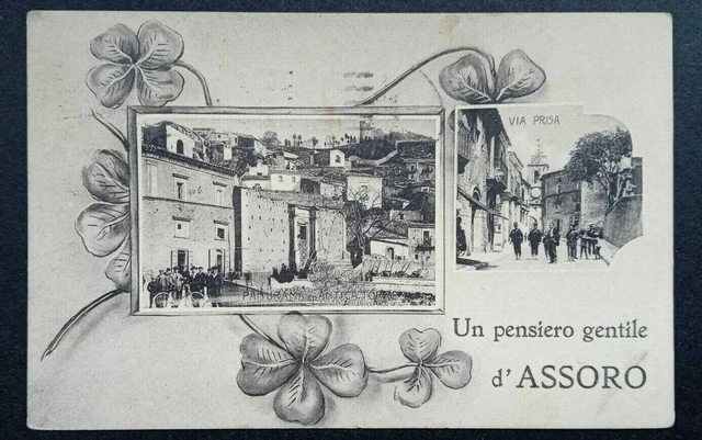 CARTOLINA ANTICA-ASSORO- ENNA-UN Pensiero Da.. -Via Prisa-Bella ...
