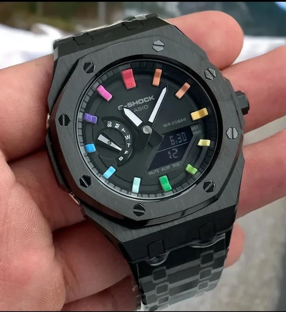CASIO G-SHOCK GA-2100 Rainbow Dial Custom Casioak Mod - Metal Royal Oak ...