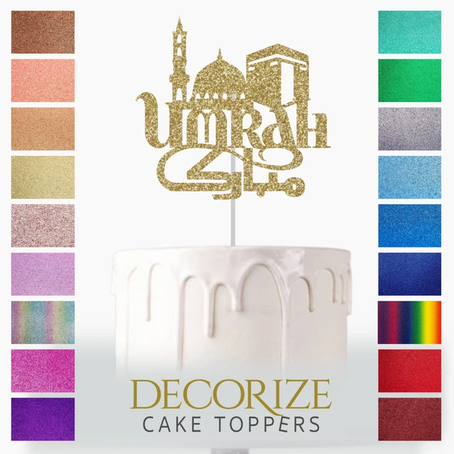 HAJJ MUBARAK GLITTER Cake Topper Islamic Makkah Madinah Pilgrimage ...