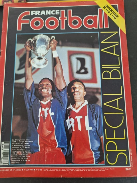 MAGAZINE FRANCE FOOTBALL N°2462 15/06/1993 Spécial Bilan 1992-1993 EUR 7,00 - PicClick FR