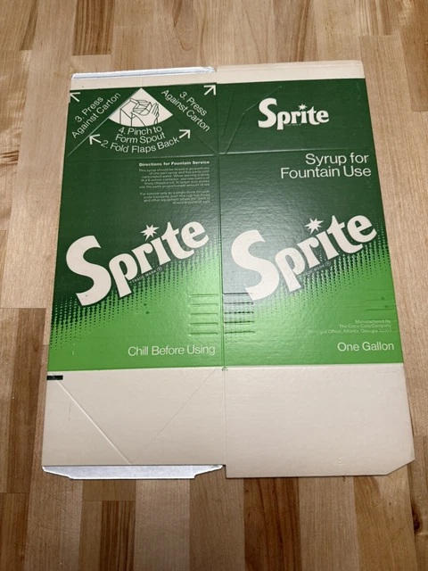 VINTAGE SPRITE CARDBOARD One Gallon Syrup Carton Unused Flat Container ...