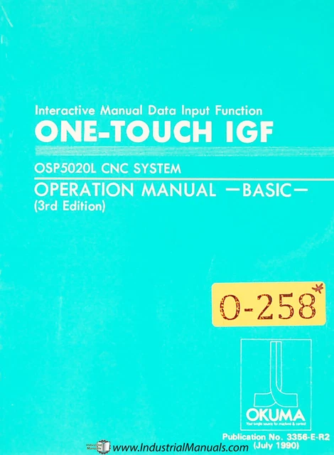 OKUMA ONE TOUCH IGF, Drehmaschine Bedien- und Programmierhandbuch EUR ...