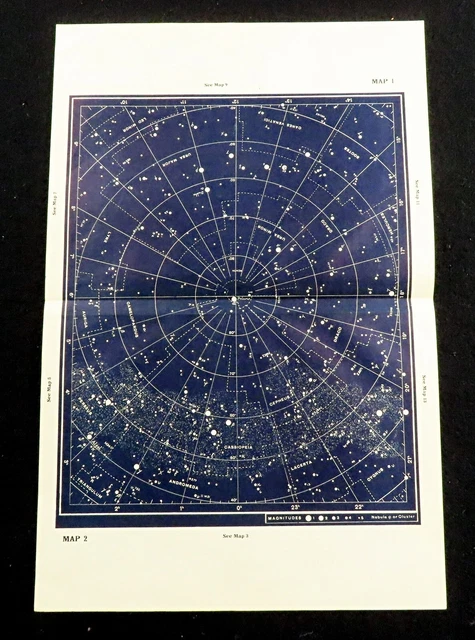 CELESTIAL PLANISPHERE MAP Astronomy Constellations Star Chart Vintage ...