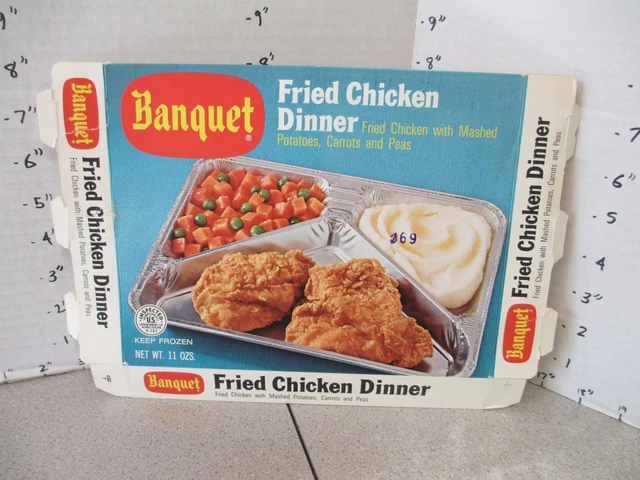 BANQUET TV DINNER box 1974 vintage frozen food FRIED CHICKEN potato ...