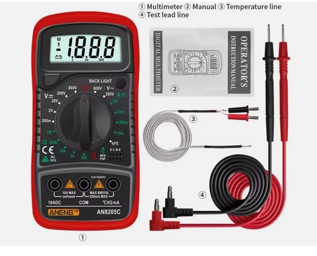 PROFESSIONAL DIGITAL MULTIMETER AC/DC Ammeter Volt Ohm Multimetro ...