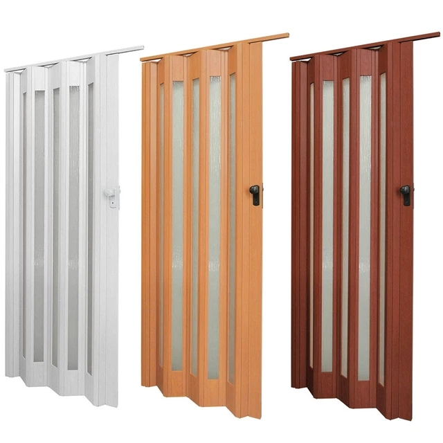 GLAZED FOLDING DOOR Plastic PVC Glass Internal Sliding Panel Divider ...