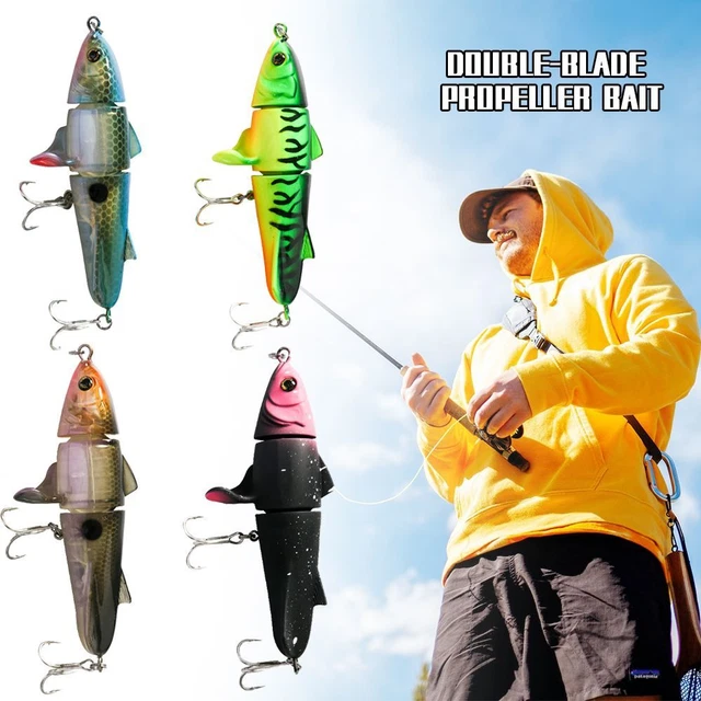 ROTATING TAIL 3 Segment Double Propeller Blade Fish Bait VMC Hooks ...